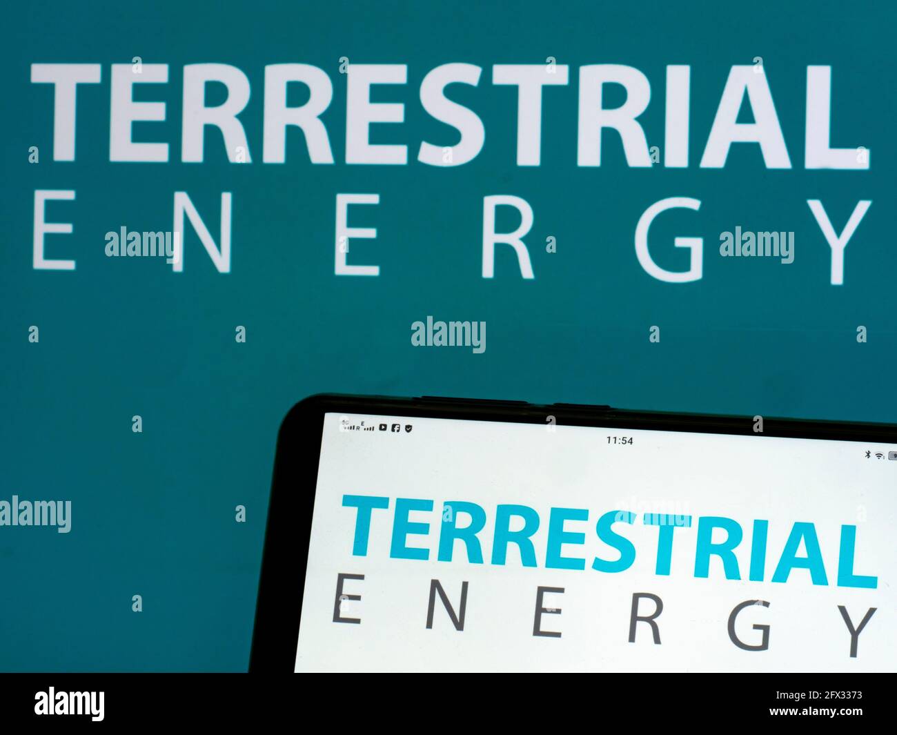 In this photo illustration, a Terrestrial Energy logo seen displayed on ...