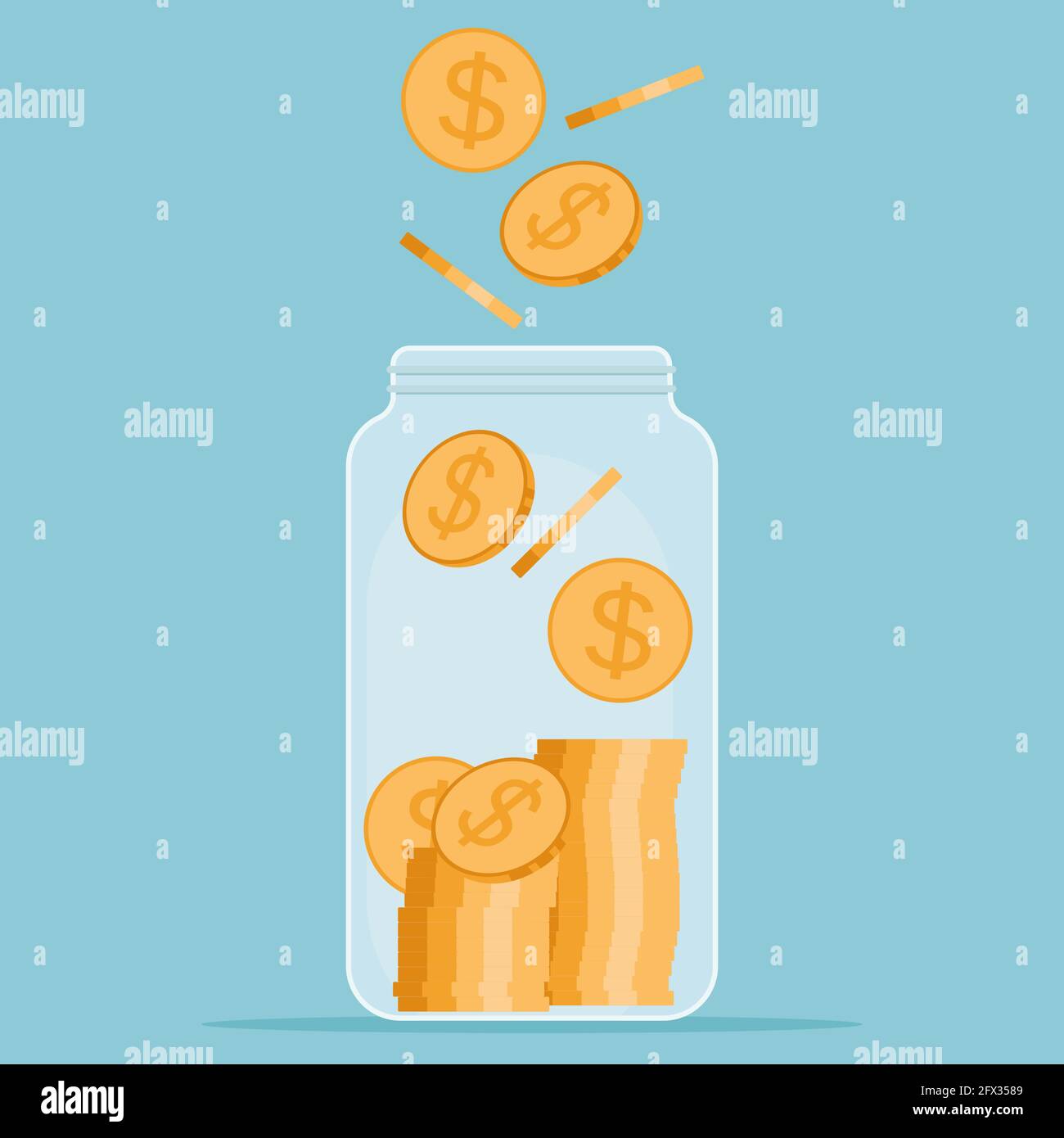 Save money concept. Saving dollar coin in jar. Money Jar. Vector ... Save money concept. Saving dollar coin in jar. Money Jar. Vector ...