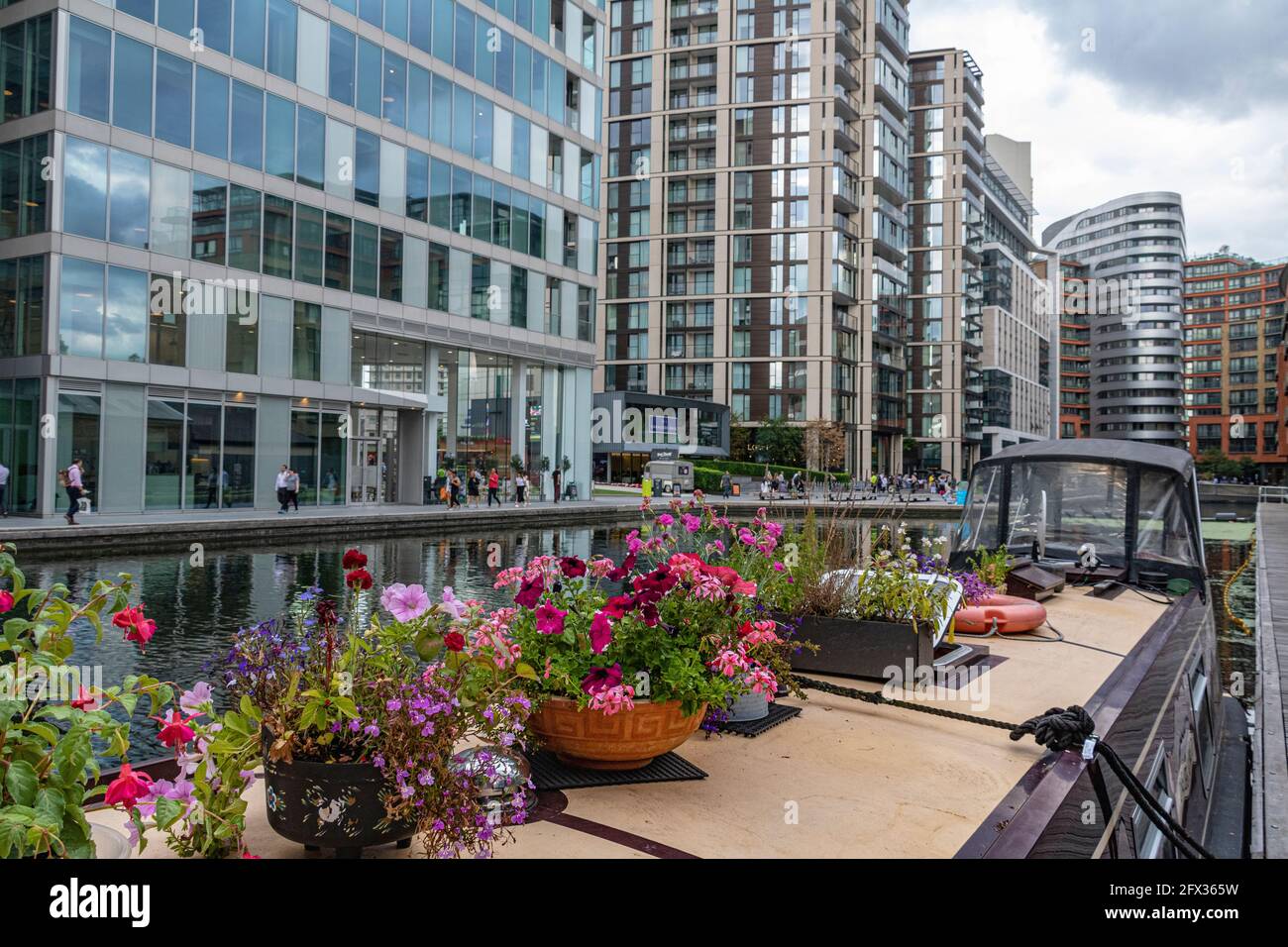 Colourful Flower Pot View of Paddington Basin From the Roof of a Moored ...