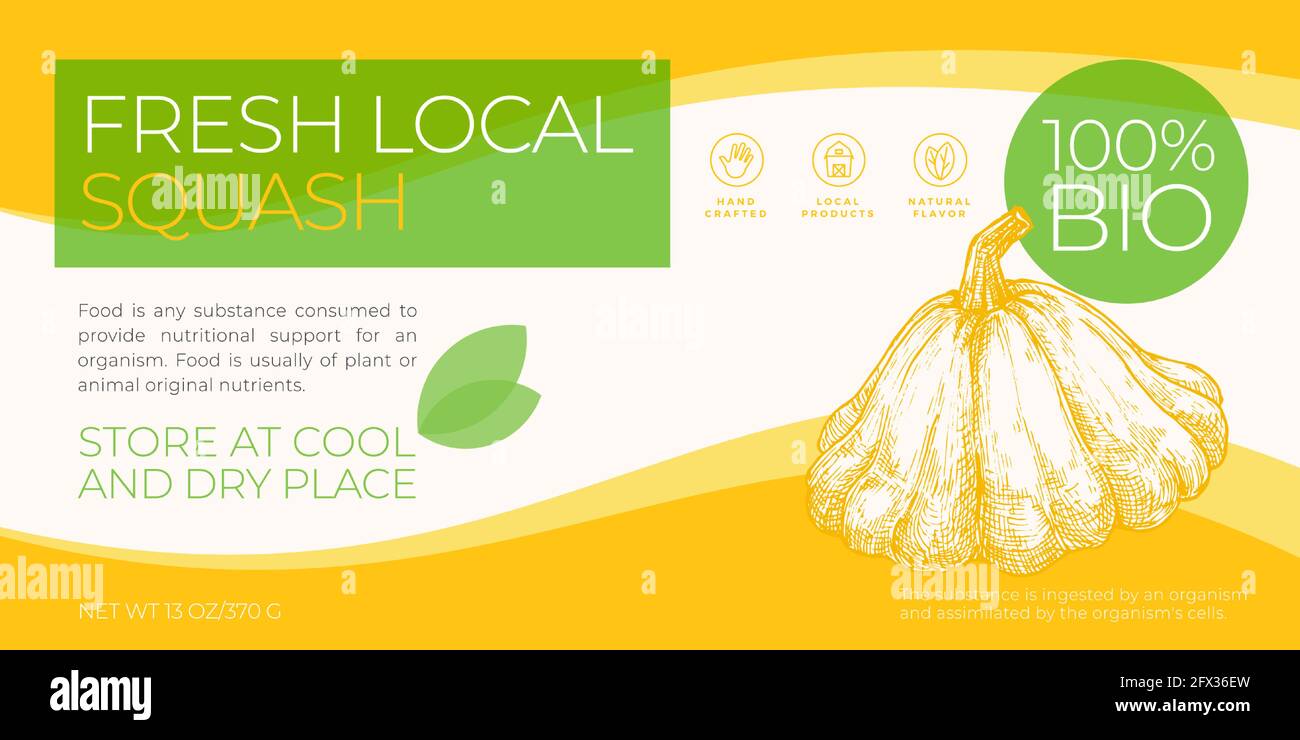 Fresh Local Vegetables Label Template. Abstract Vector Packaging ...