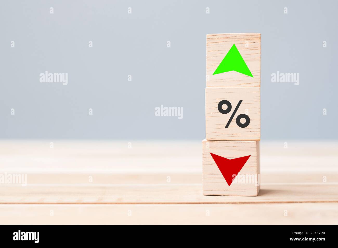 percentage to UP and Down arrow symbol icon on table. Interest rate ...