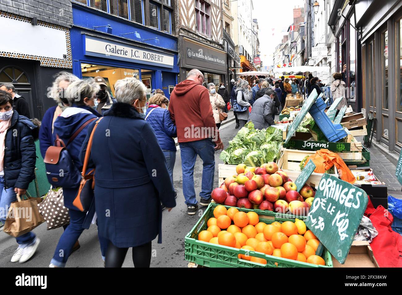 Food Market in Honfleur - Normandy - France Stock Photo - Alamy