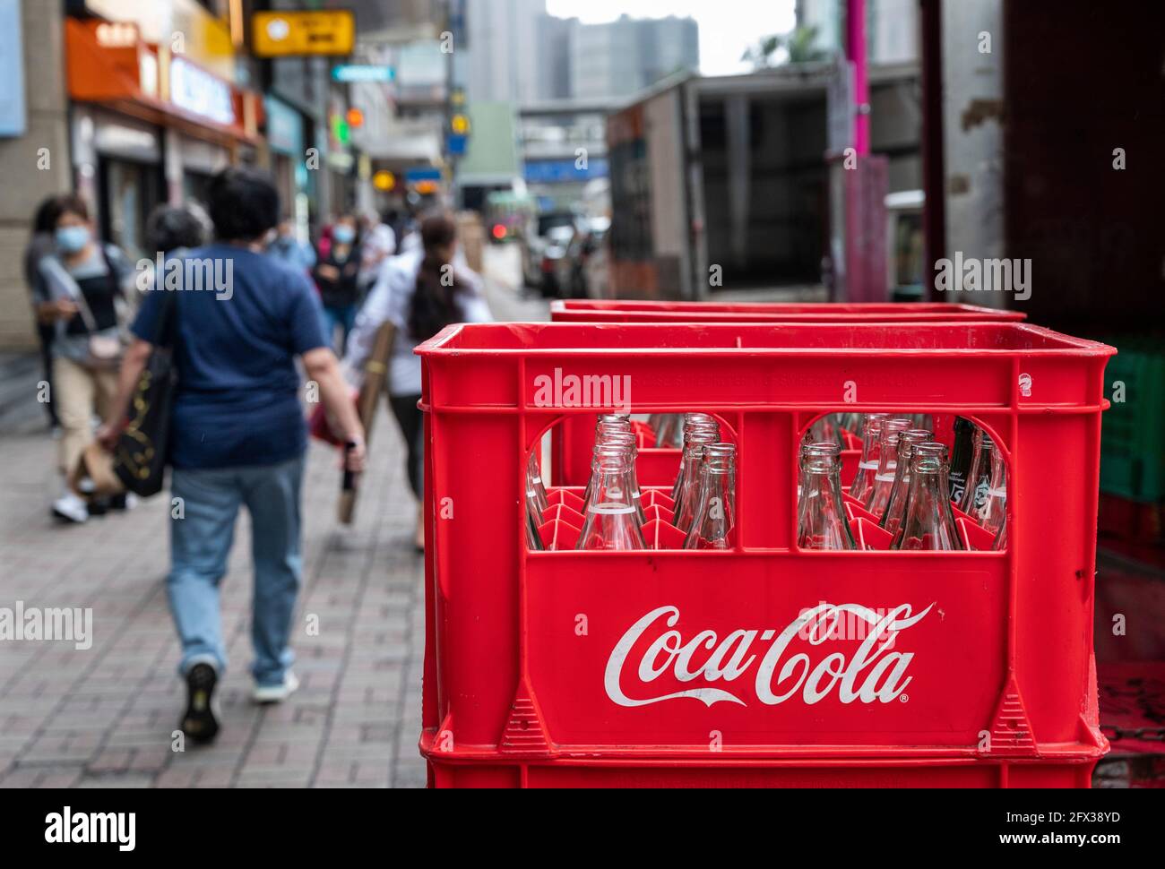 American soft drink brand Coca-Cola bottles are seen for delivery in ...