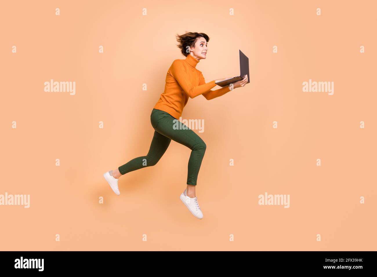 Full size profile side photo of young unhappy upset sad attractive girl ...