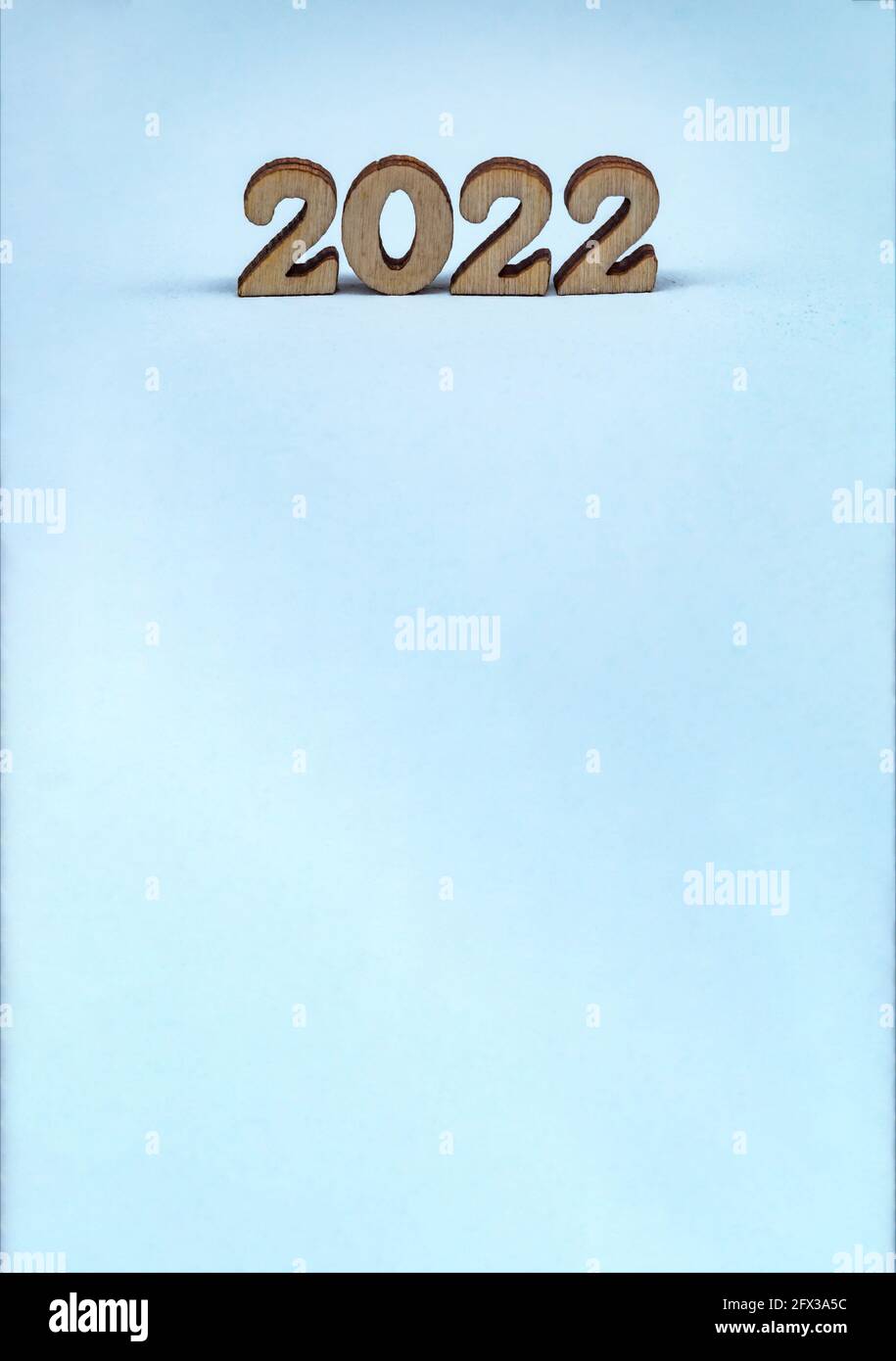 Banner 2022. Numerals 2022 on blue background. Wooden digits 2022 Stock ...