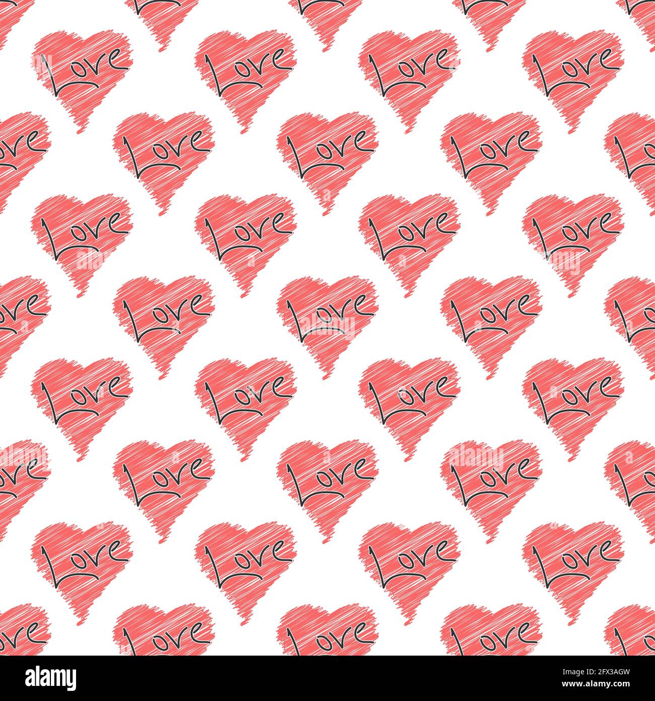Seamless heart and word LOVE pattern for texture, textiles, packaging ...