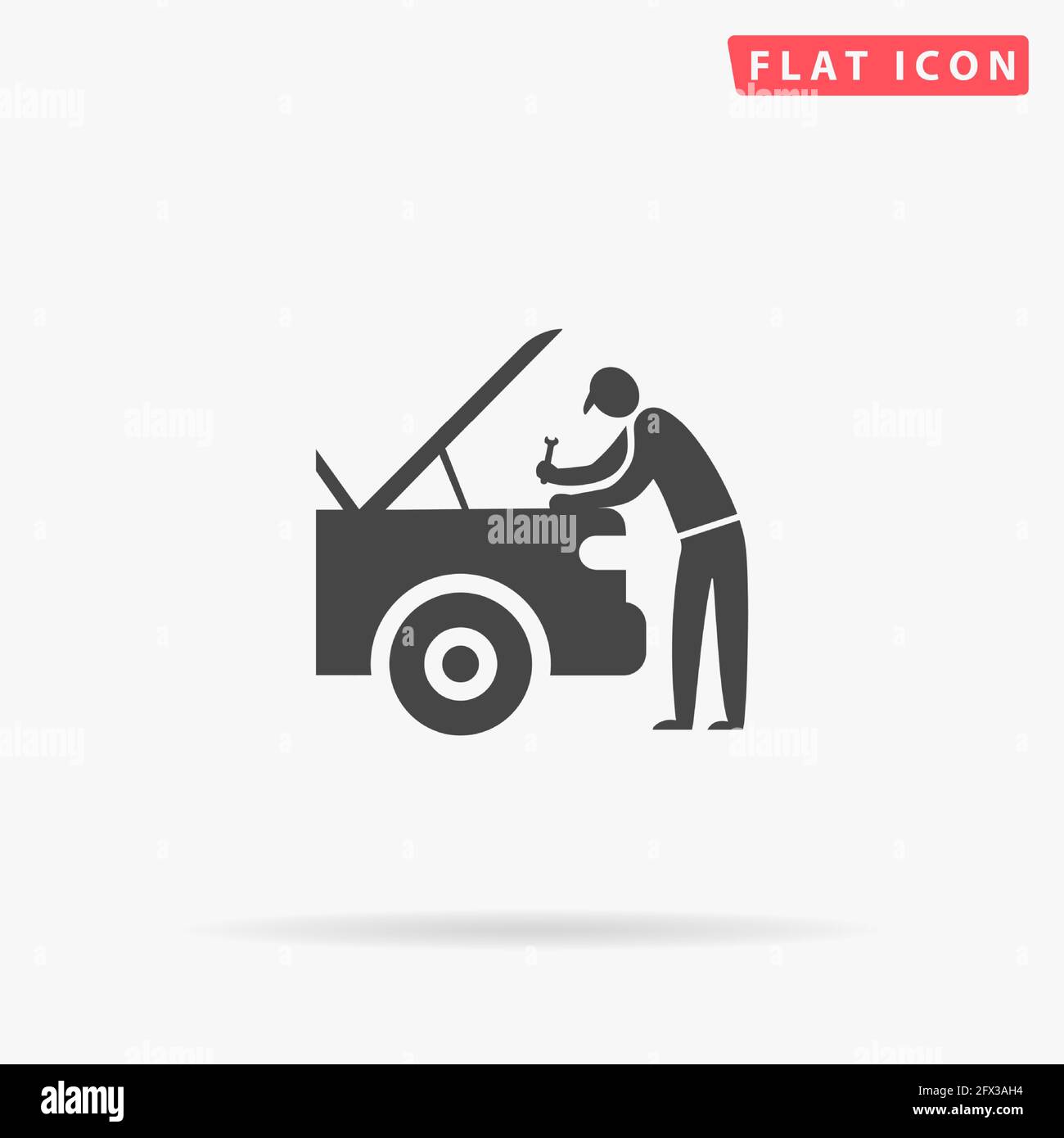 Auto Mechanic flat vector icon. Hand drawn style design illustrations ...