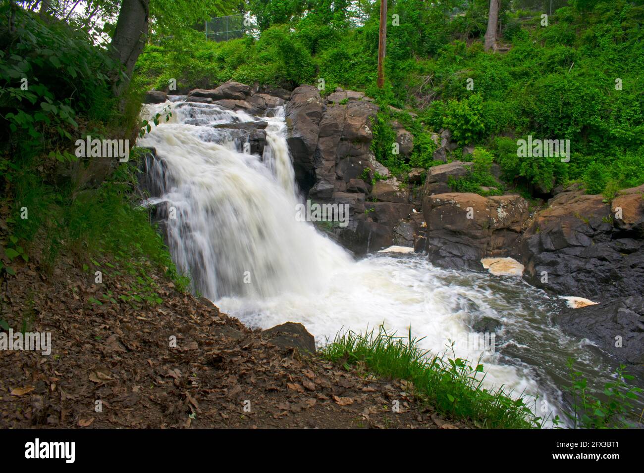 Long exposure of small waterfall in Rockaway River, Grace Lord Park ...