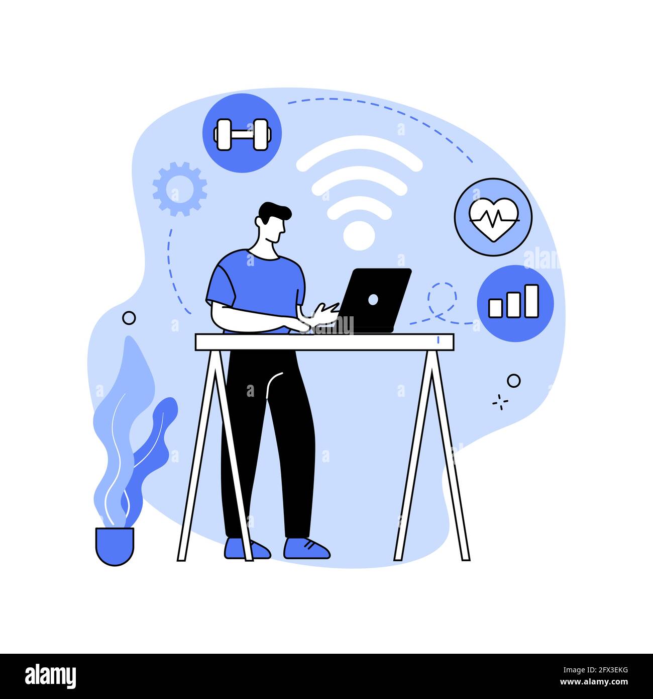 Health-focused IOT desks abstract concept vector illustration Stock ...