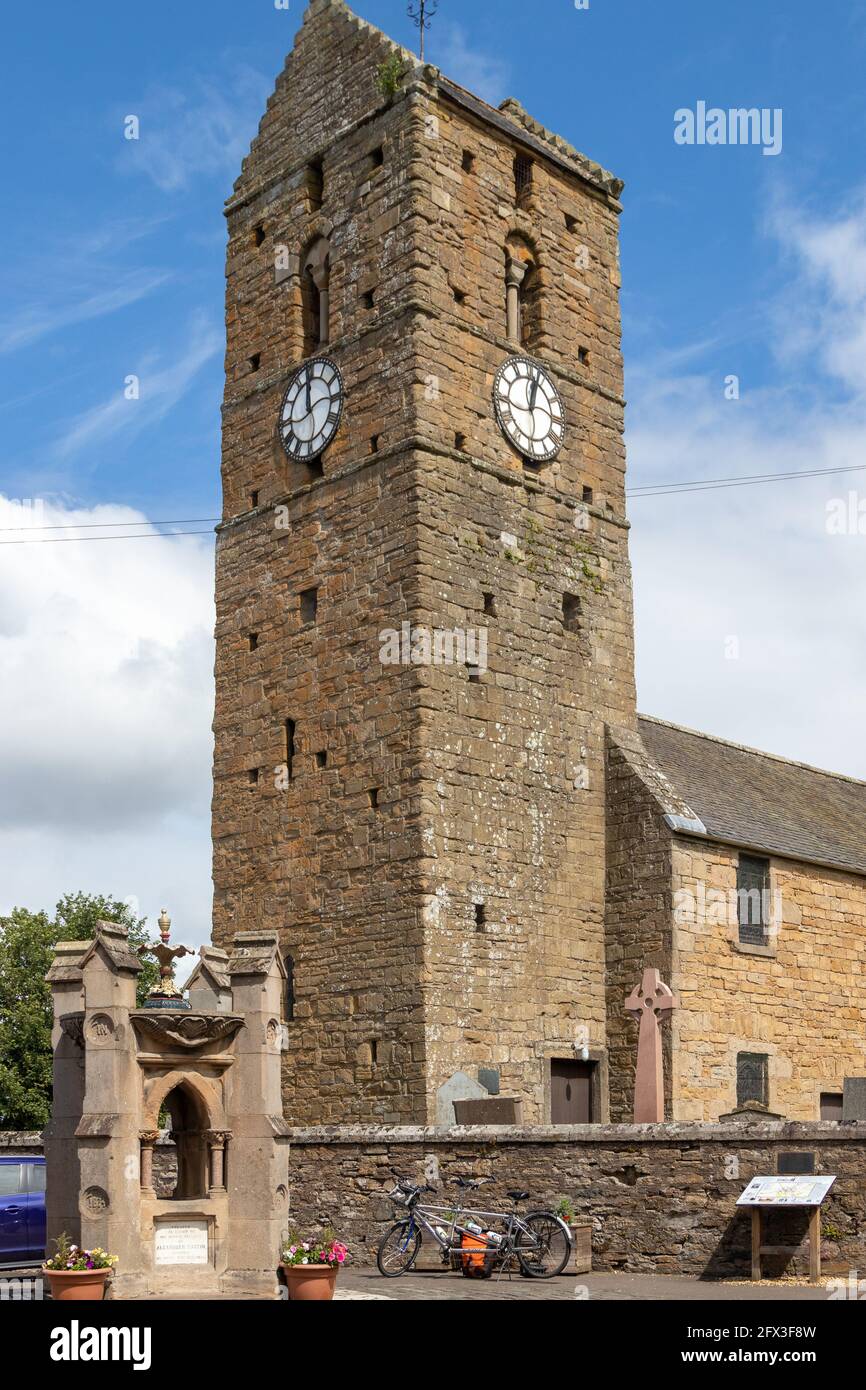 St Serfs Medieval clock tower, Dunning Perthshire Stock Photo - Alamy