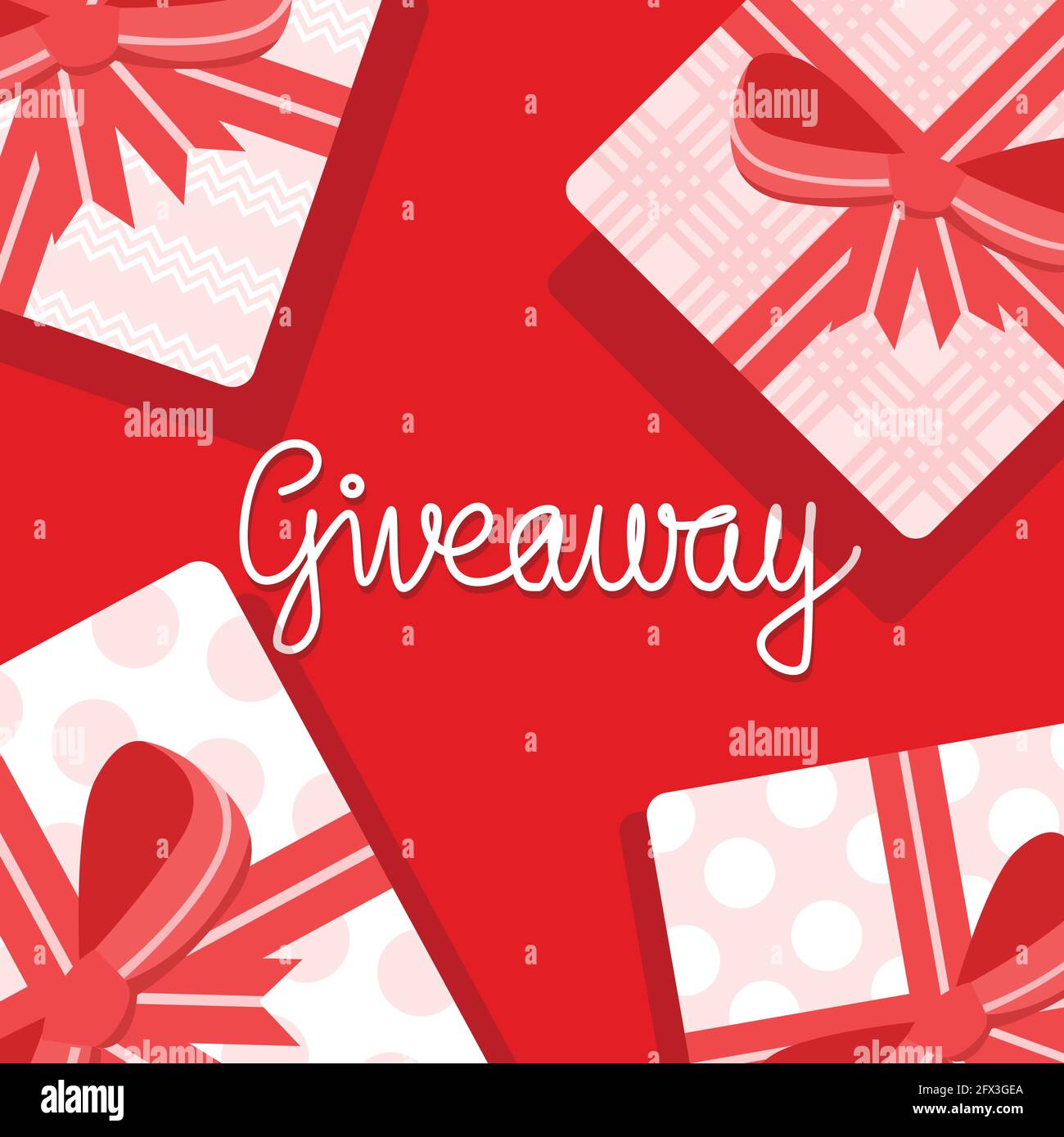 giveaway hand drawn text with gift boxes web Banner flat style vector ...