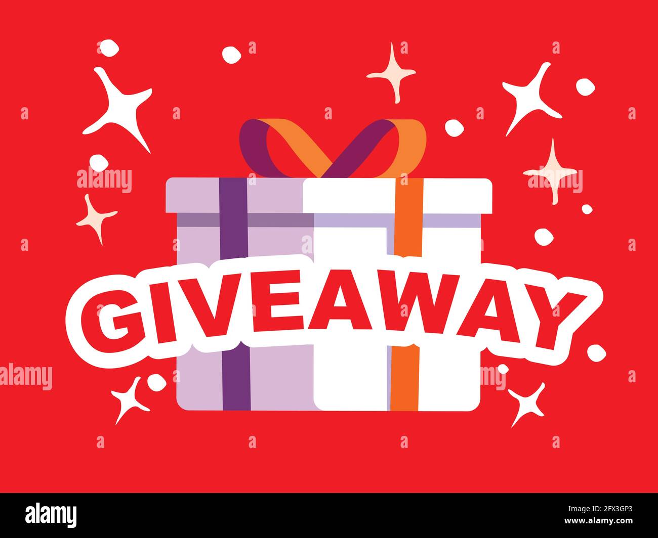 giveaway text in front of gift box with ribbon flat style web Banner ...