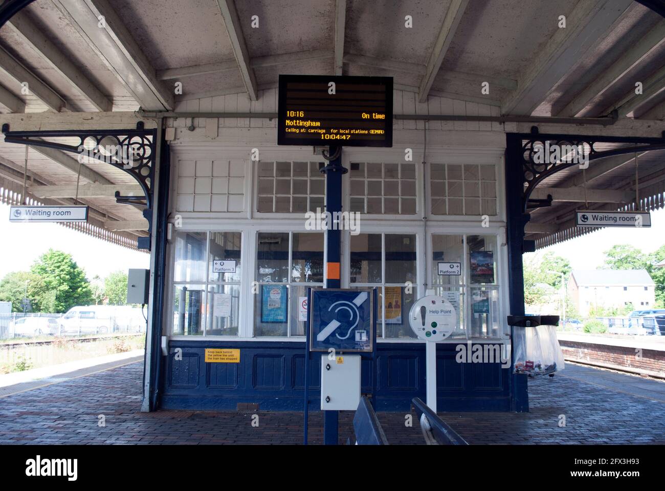 Train information sign at platform at Sleaford Railway Station Stock ...