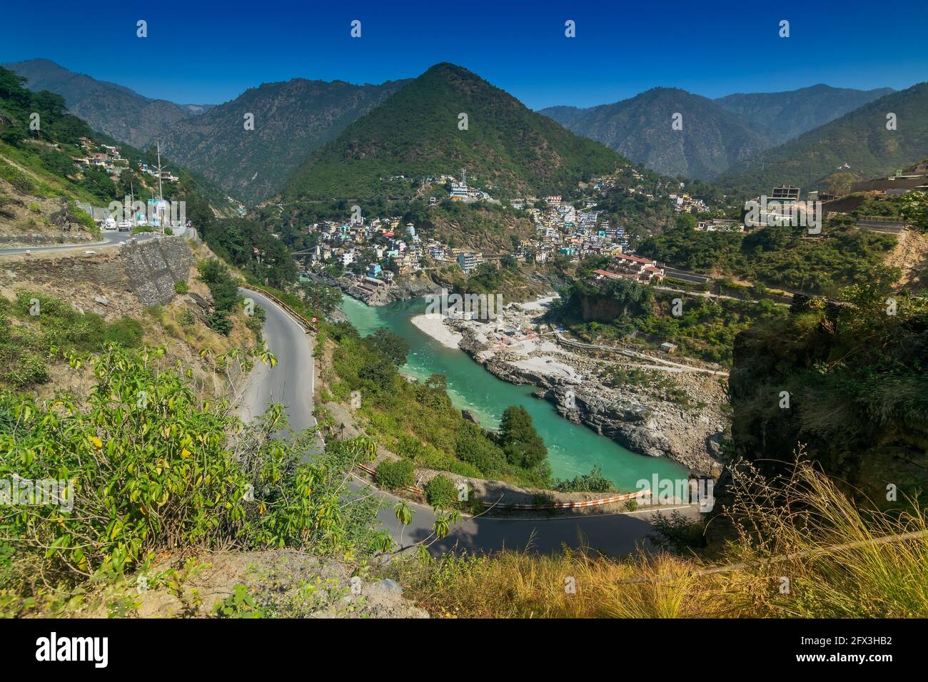Alaknanda and Bhagirathi rivers meet and take the name Ganga at ...