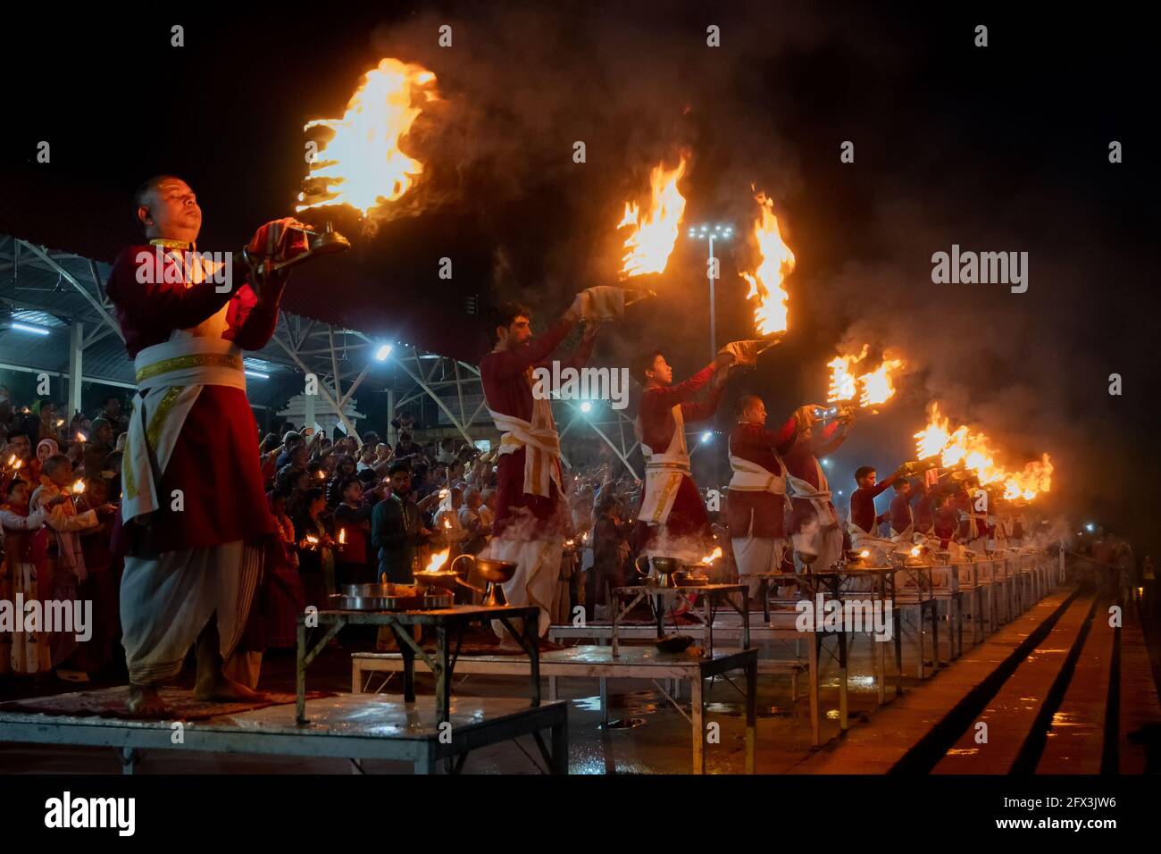 TRIBENI GHAT, RISHIKESH, UTTARAKHAND, INDIA - OCTOBER 29 2018 : Famous ...