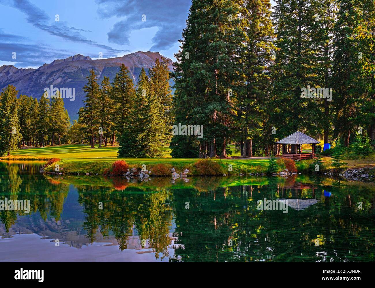 Sunset at Beauvert Lake, Jasper National Park, Alberta, Canada Stock ...