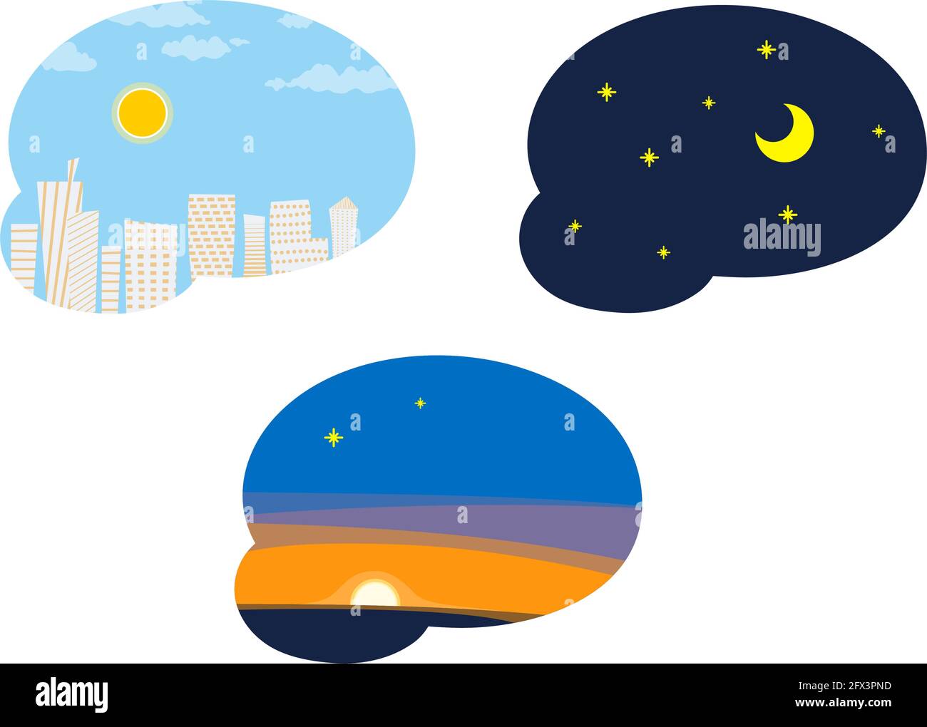 Day, night, evening, sky.Vector illustration that is easy to edit Stock ...