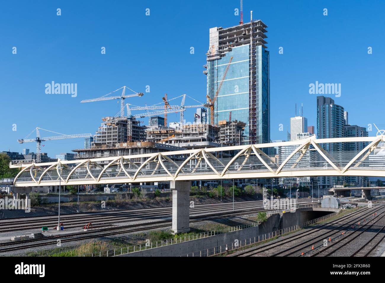 Toronto cityscape showing the Bridge of Light (pedestrian bridge in ...