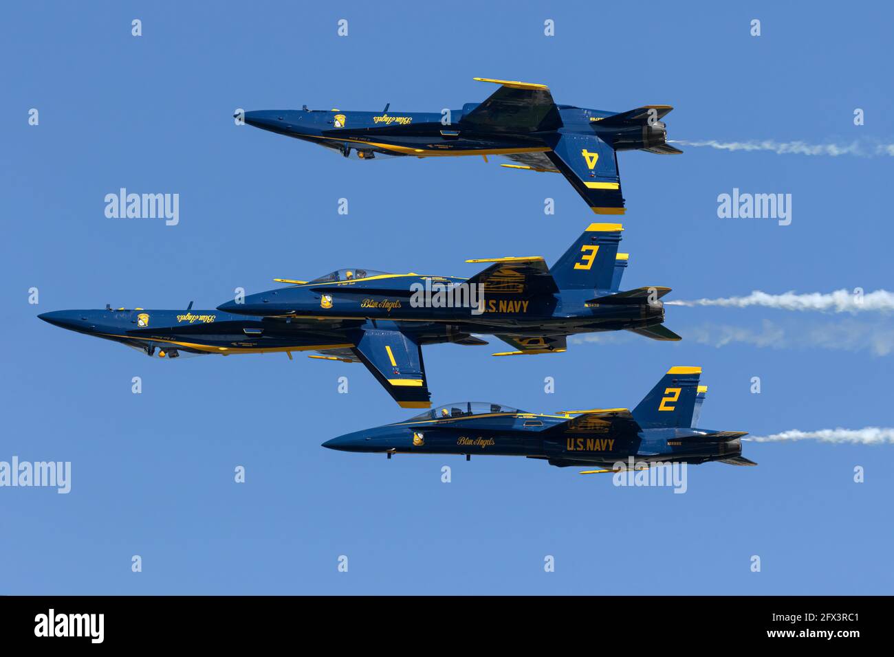 Boeing F/A 18 Hornets of the US navy formation jet team, The Blue ...