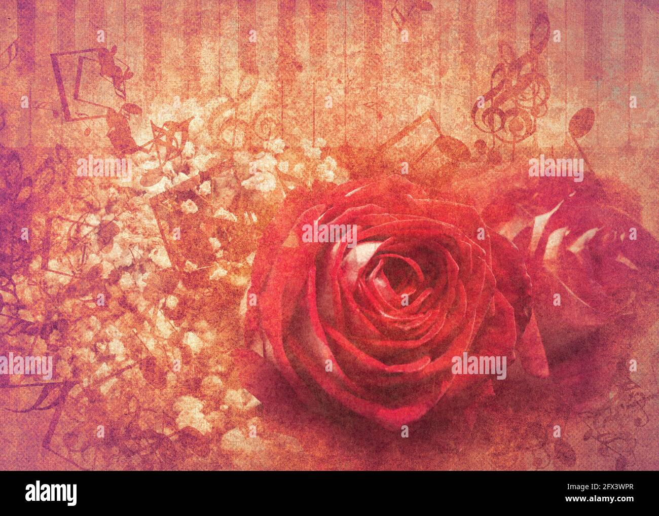 Musical notes roses hi-res stock photography and images - Alamy