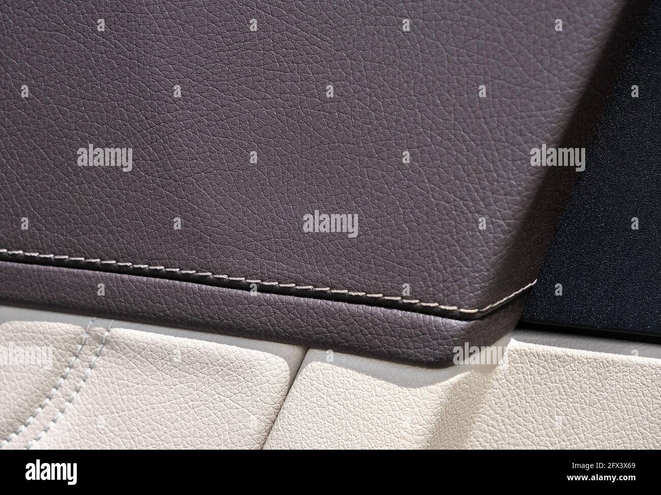 beige leather interior of the luxury modern car. Modern car interior ...