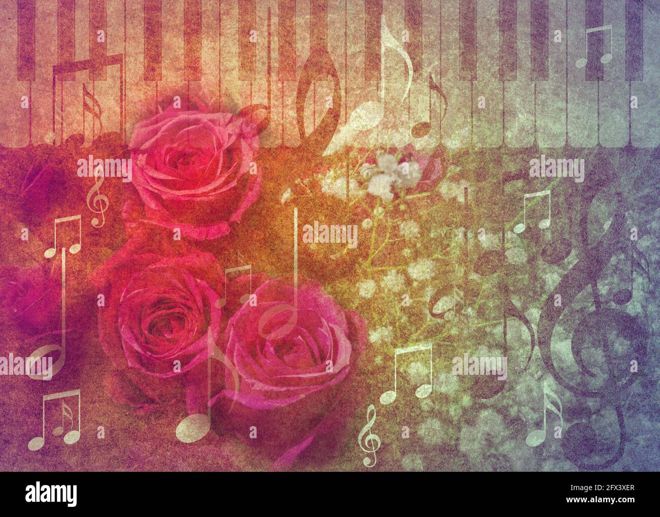 Red roses music notes hi-res stock photography and images - Alamy