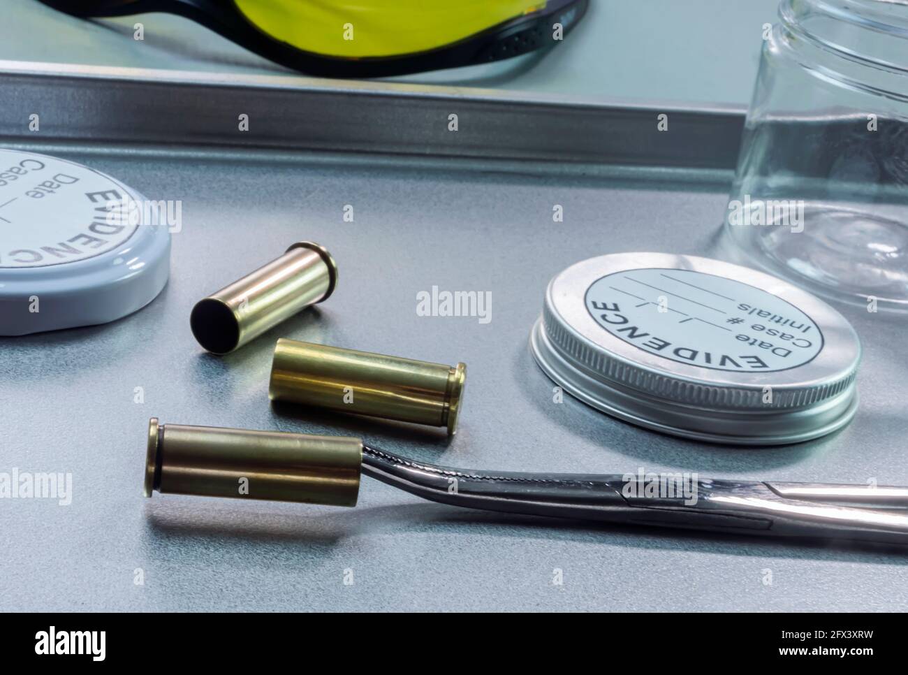 Criminalistic Laboratory, Bullet shell analysis, conceptual image Stock ...