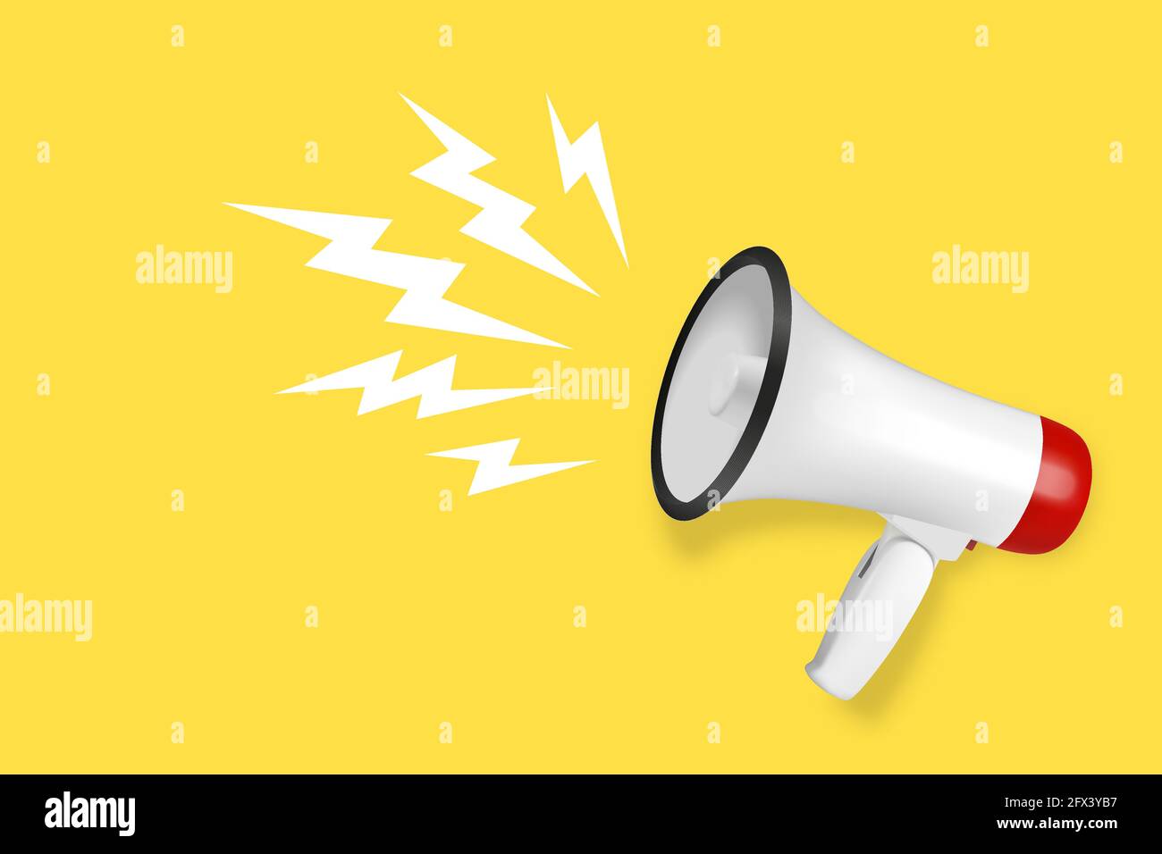 Vector Realistic 3d Simple White Megaphone on Yellow Background. Design ...