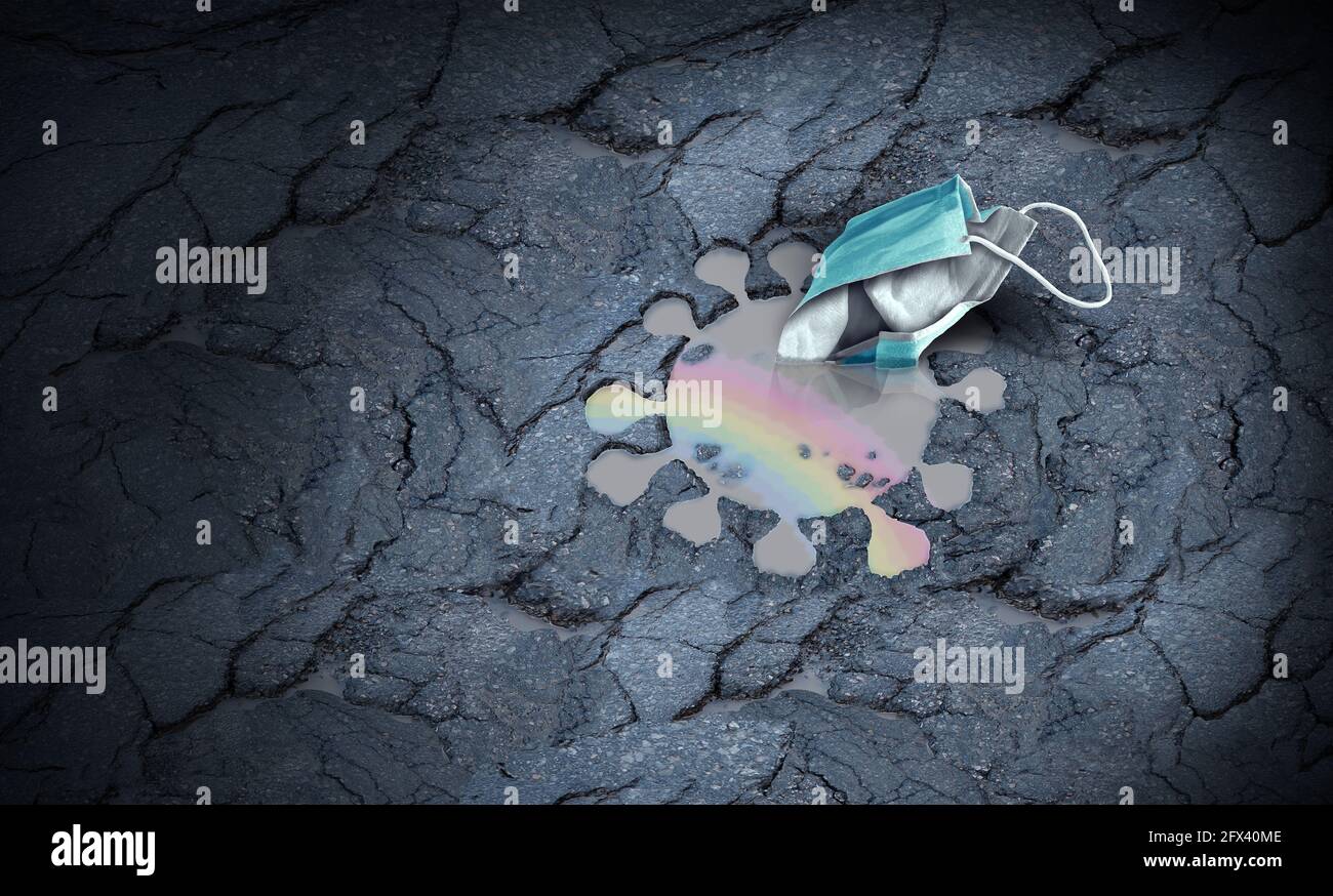 Virus and mask concept as throwing surgical masks away as a recovery ...