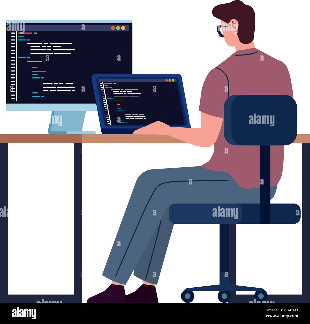 Male engineer working laptop Cut Out Stock Images & Pictures - Alamy