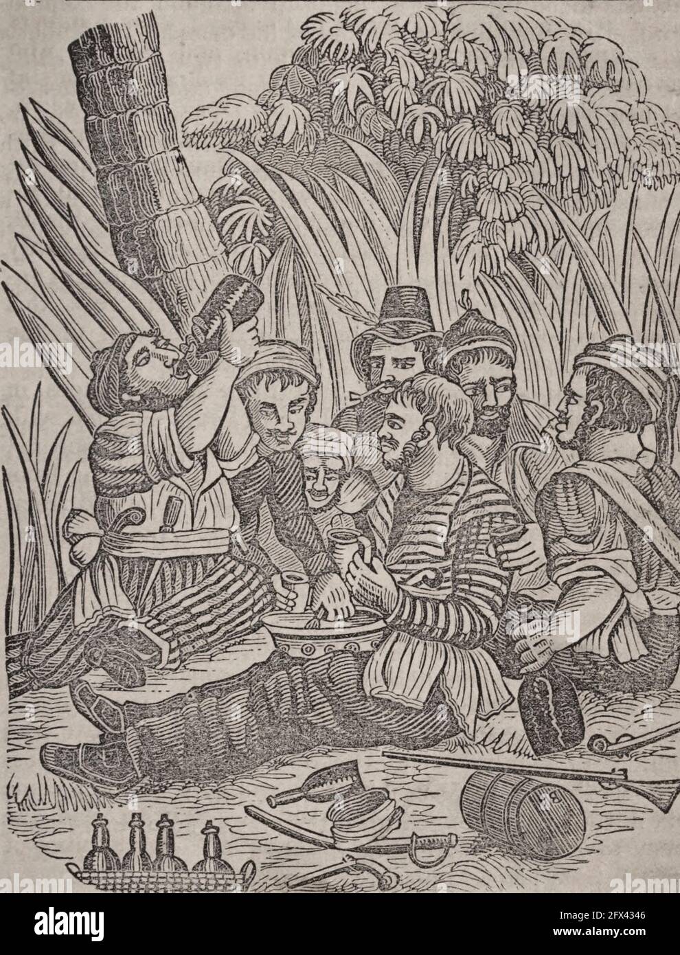 Captain Bartholomew Roberts Crew carousing at Old Calabar River Stock ...
