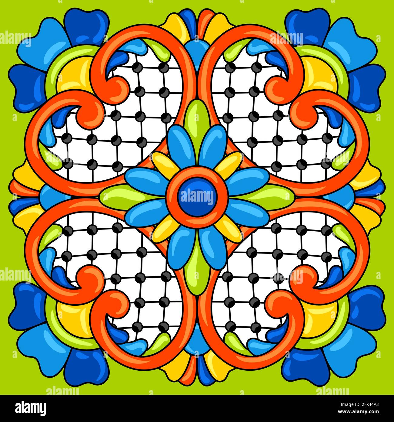 Mexican talavera ceramic tile pattern. Decoration with ornamental ...