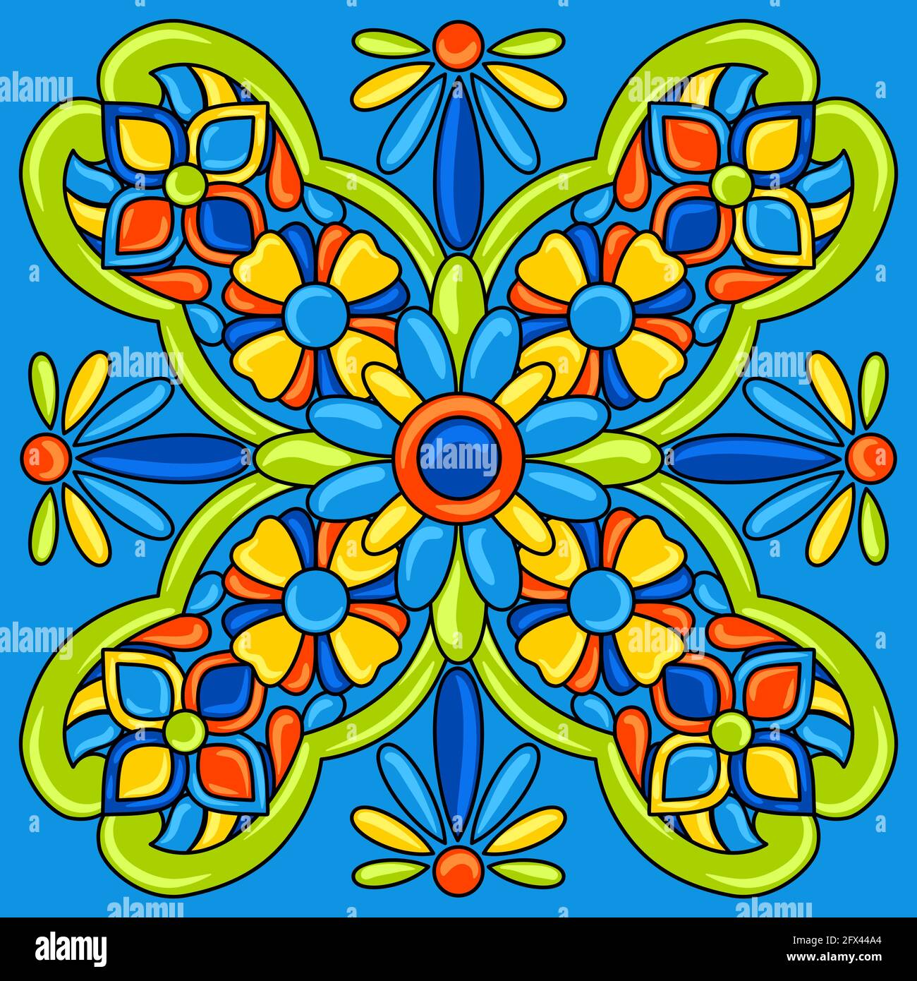 Mexican talavera ceramic tile pattern. Decoration with ornamental ...