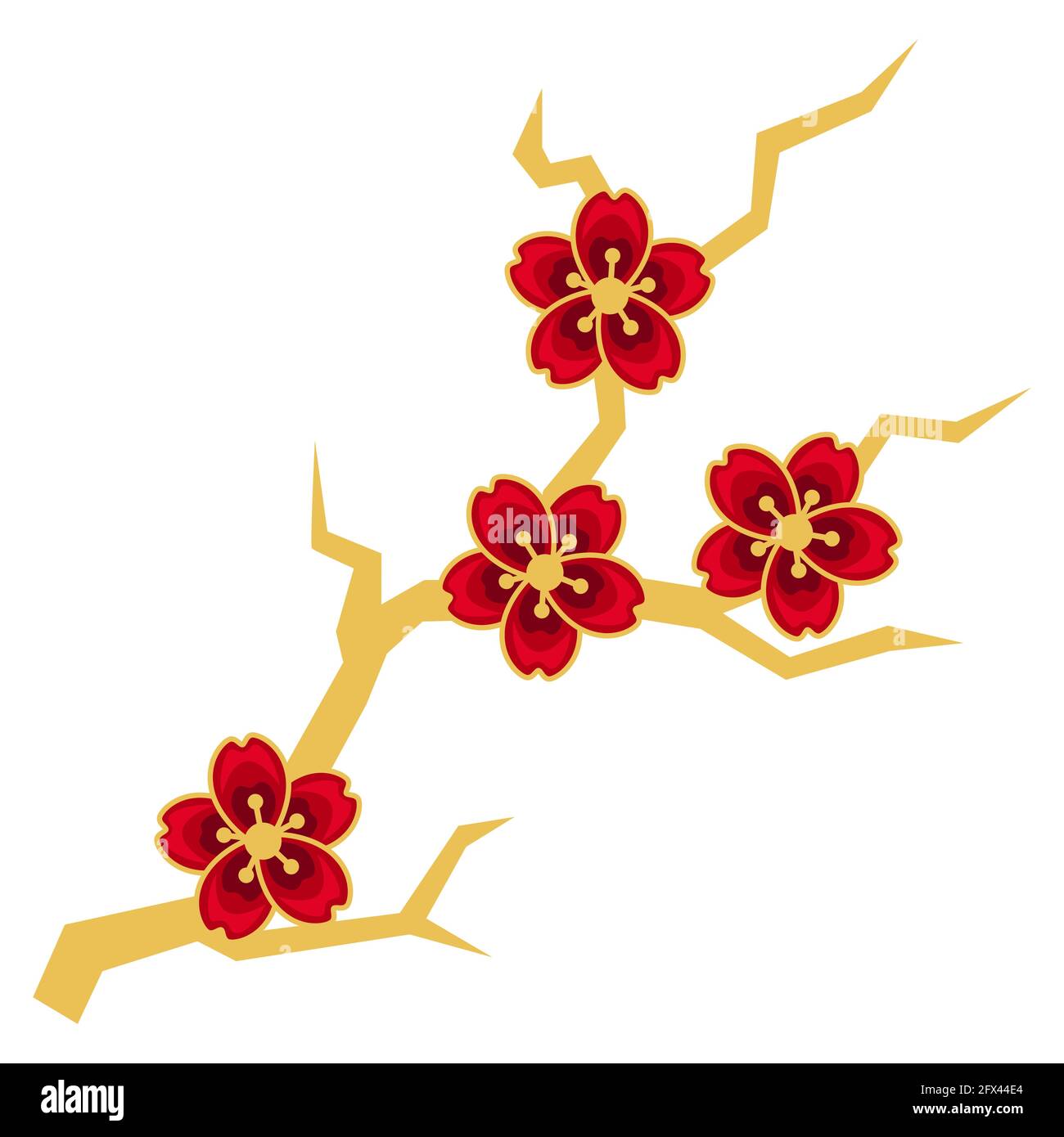 Illustration of blossoming sakura branch. Decorative oriental symbol ...