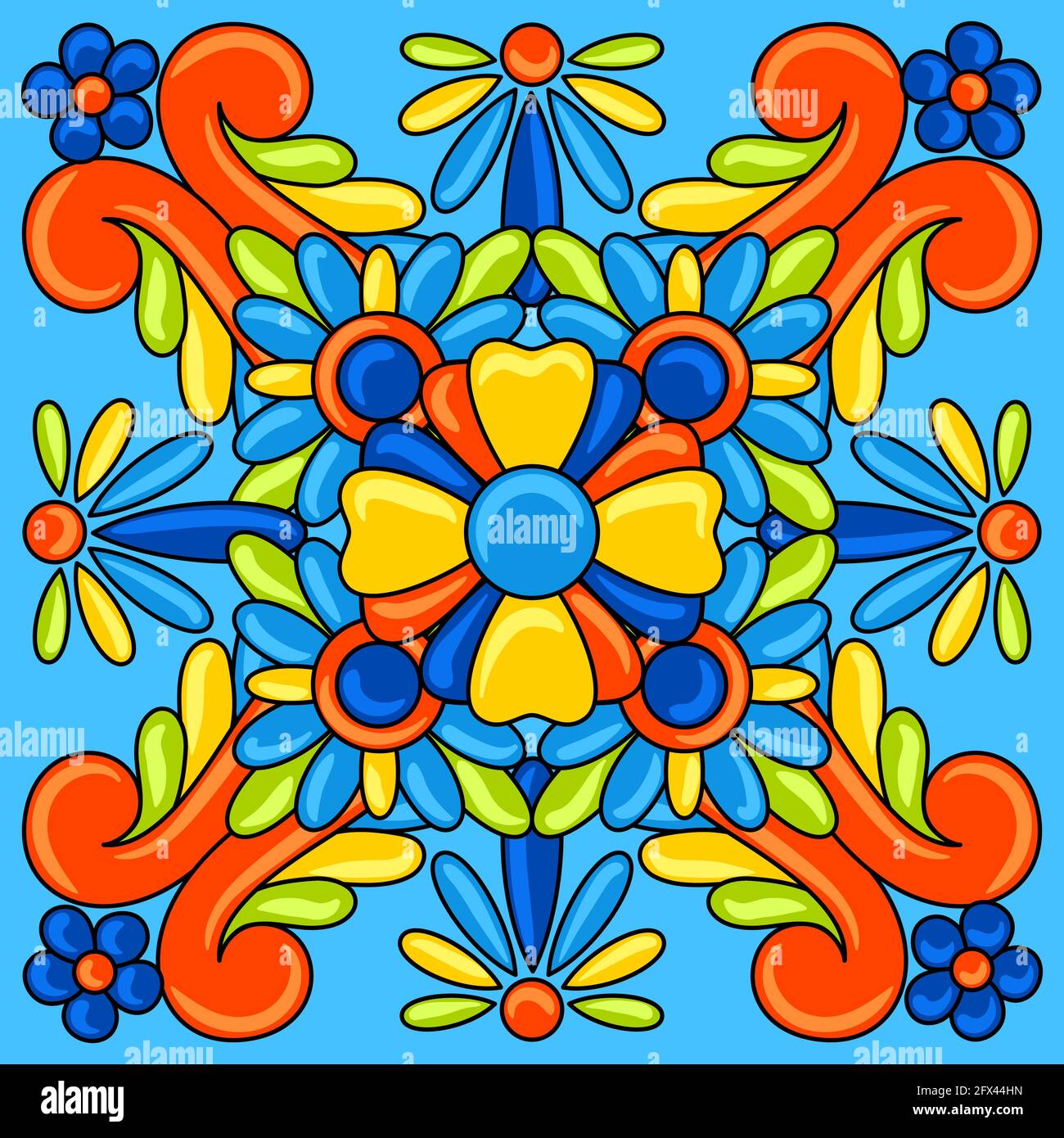 Mexican talavera ceramic tile pattern. Decoration with ornamental ...