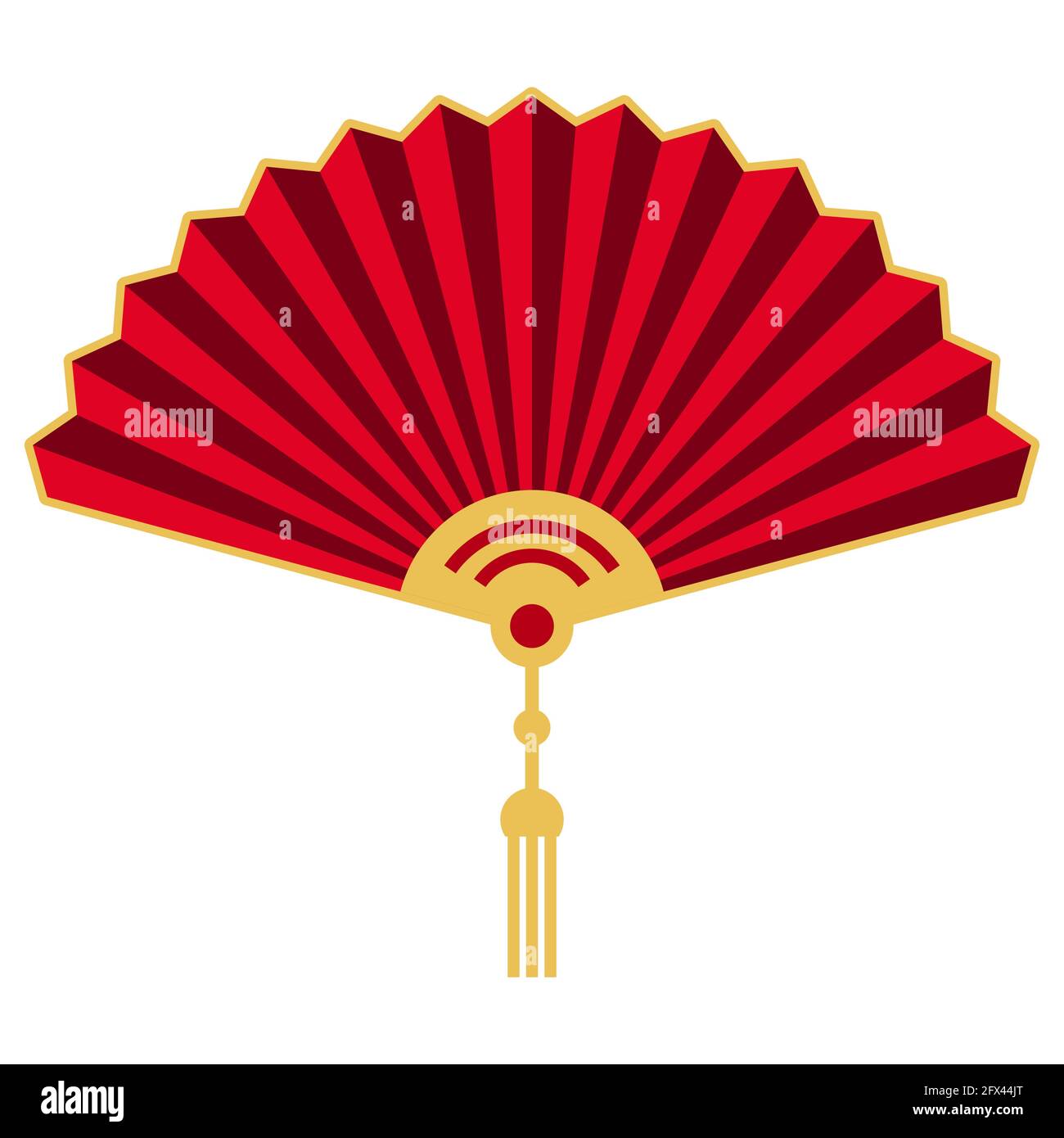 Illustration of red fan. Decorative oriental symbol for design of cards ...
