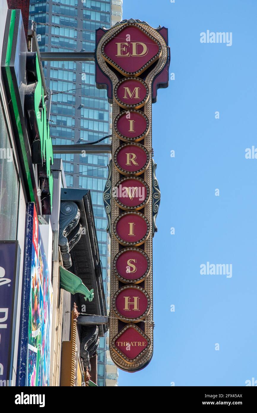 Sign of the Ed Mirvish Theatre in Yonge Street in the Toronto downtown ...