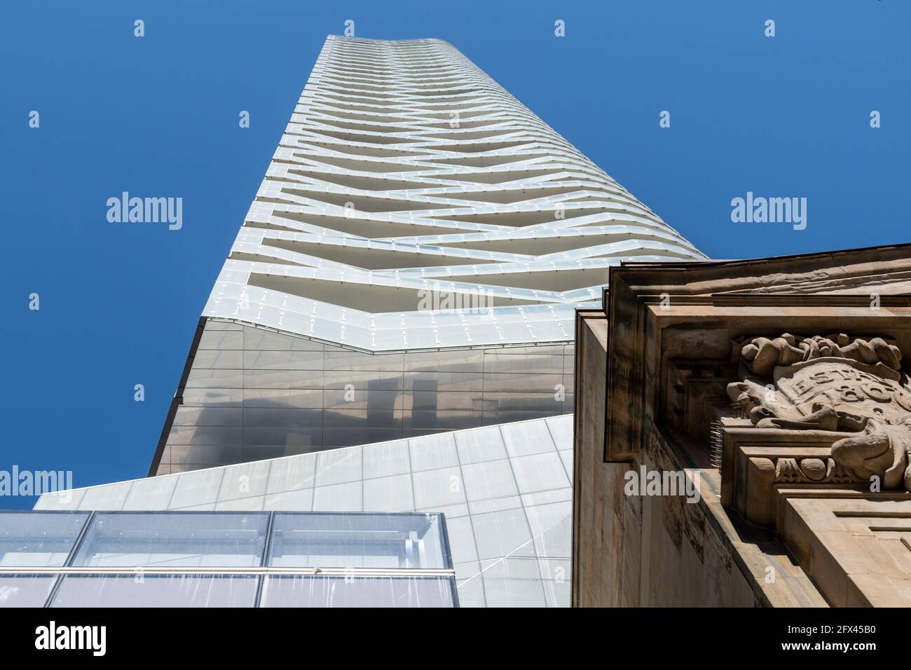 Low angle view of the Massey Tower in Yonge Street in the Toronto ...