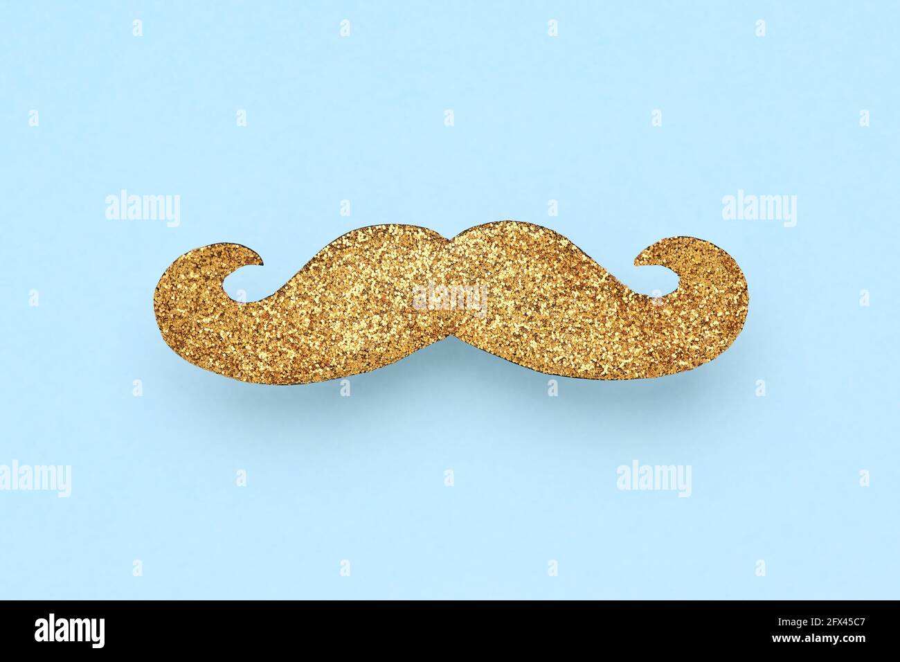 Gold glitter mustache on blue background. Design element for Father's ...