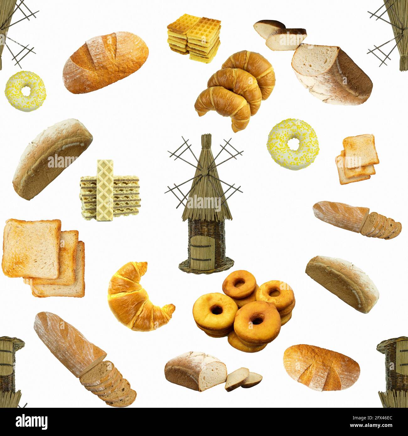 Collage of pastries including popular American dishes. Seamless pattern ...