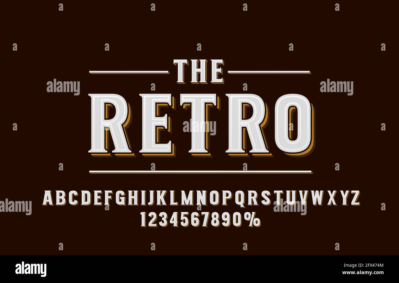 Retro font set collection, letters and numbers symbol. Vector ...