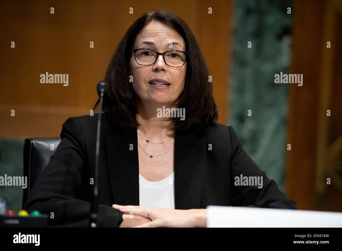 Lily Lawrence Batchelder appears before a Senate Committee on Finance hearing for her nomination ...