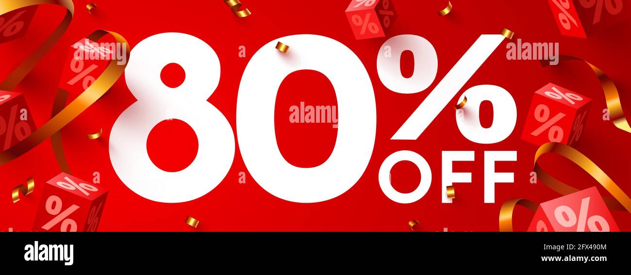 80 percent Off. Discount creative composition. 3d mega sale symbol with ...