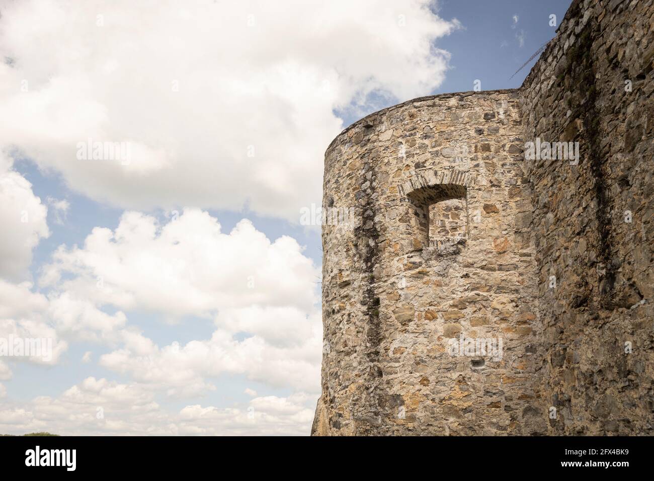 Novigrad castle stone tower, photographed against the blue summer sky ...