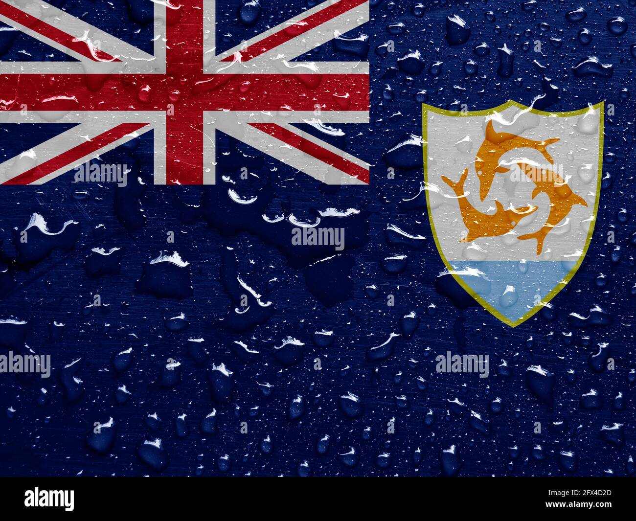 flag of Anguilla with rain drops Stock Photo - Alamy