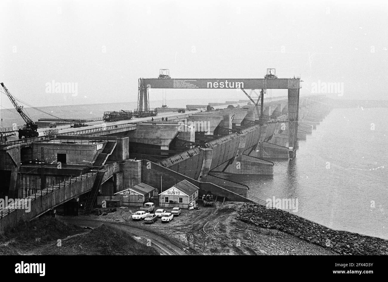 Delta Works, lock complex in Haringvliet construction pit, overview ...