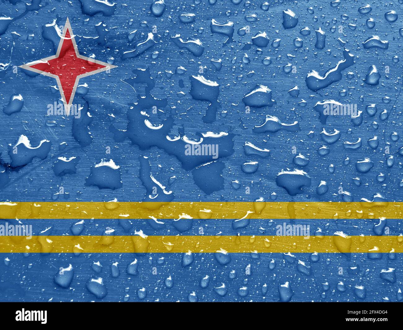 flag of Aruba with rain drops Stock Photo - Alamy