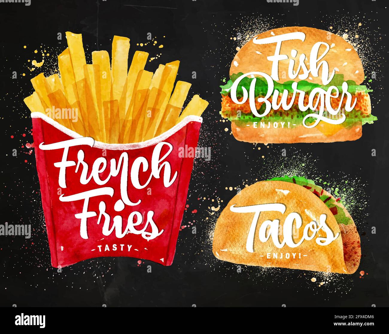 French fries burger on Stock Vector Images - Alamy
