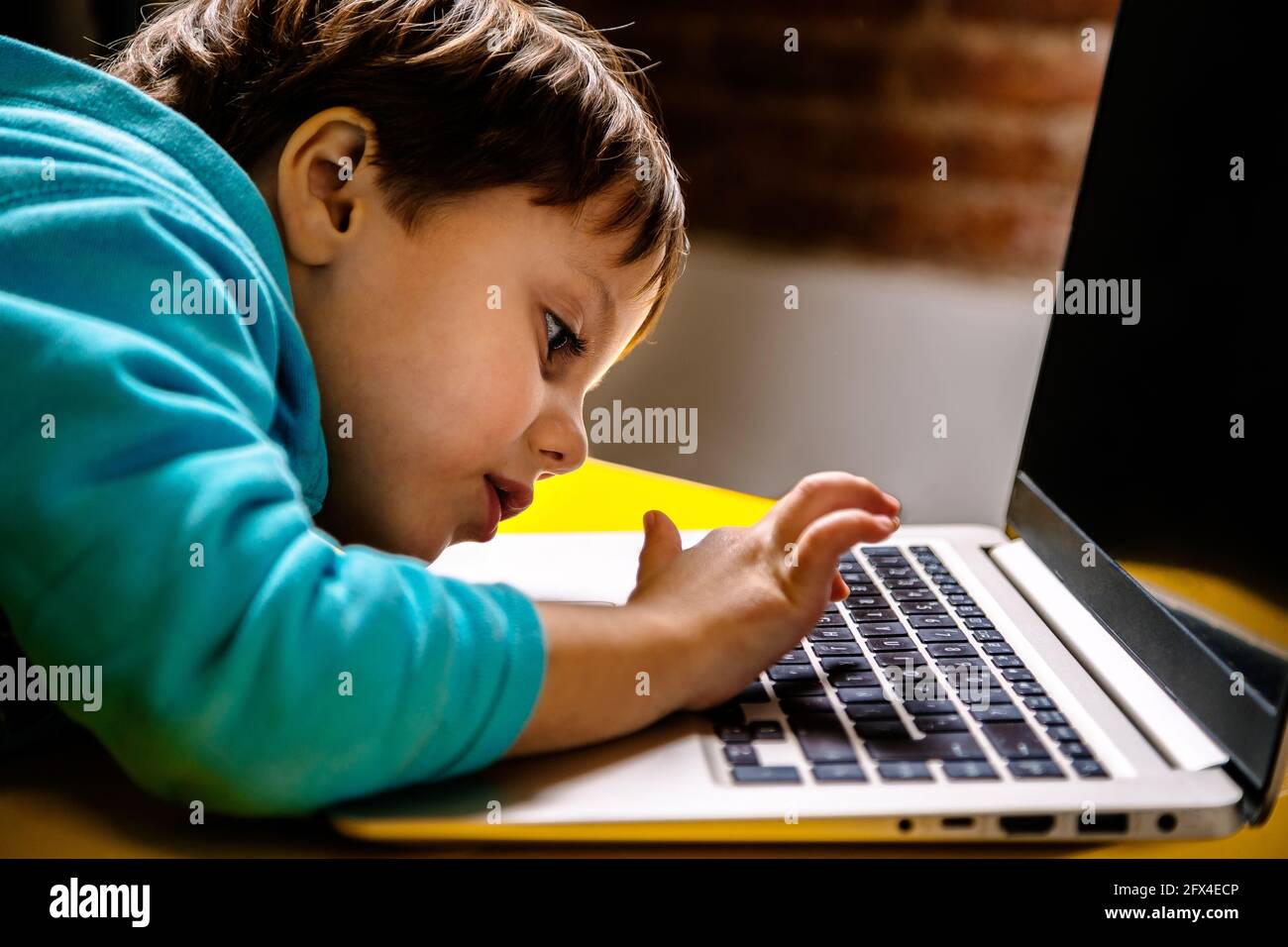 Surprised Boy Looking Computer Monitor High Resolution Stock ...