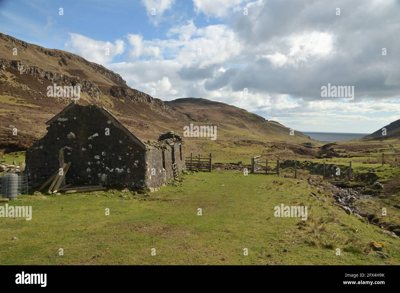 An abandoned house at Lorgill on the west coast of the Isle of Skye ...